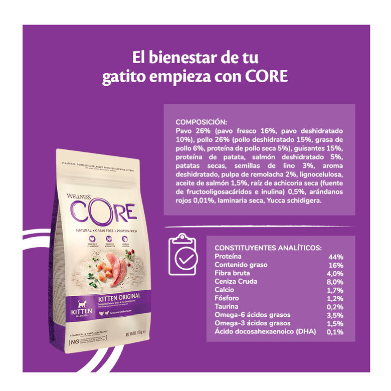 Wellness Core Kitten Peru e Frango ração para gatos | Tiendanimal
