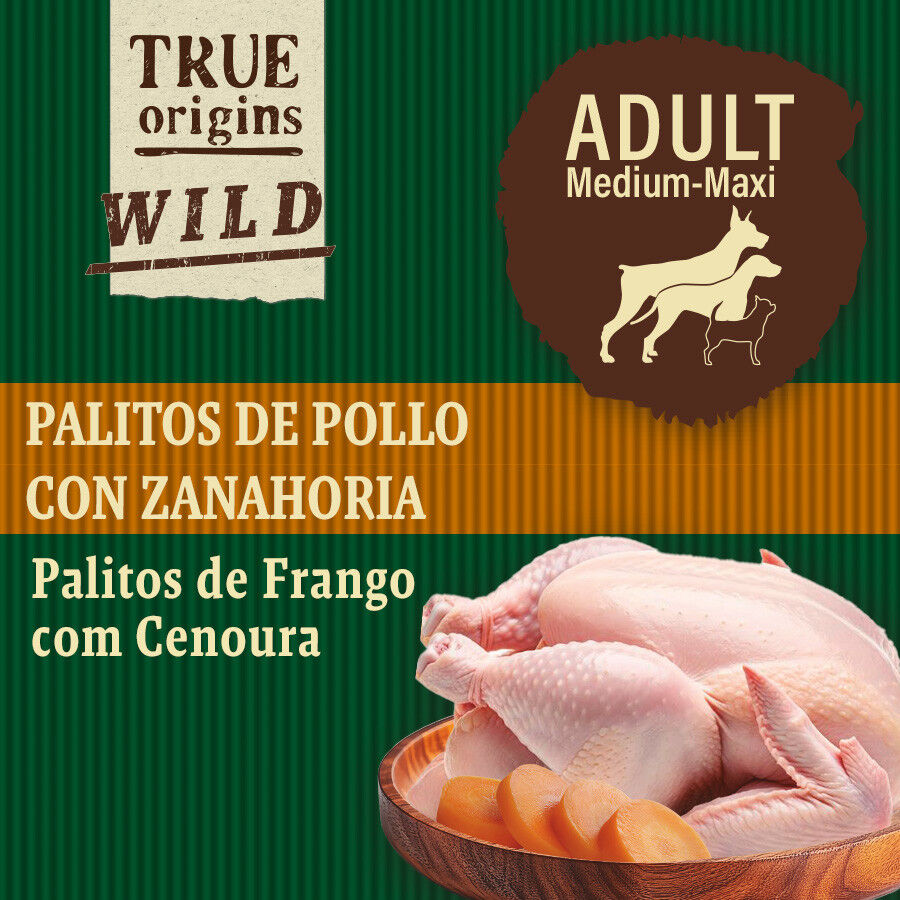 1 kg True Origins Palitos de Pollo con Zanahoria Snacks para perros ...
