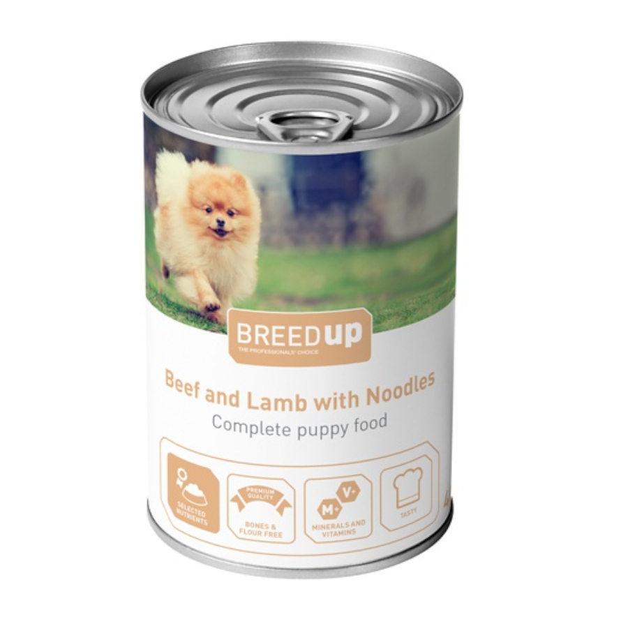 Breed Up Vitela com Cordeiro e Macarrão para cachorros